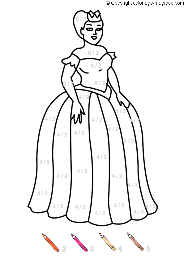 Coloriage educatif - Coloriages magiques divisions/Colorie cette dame ...