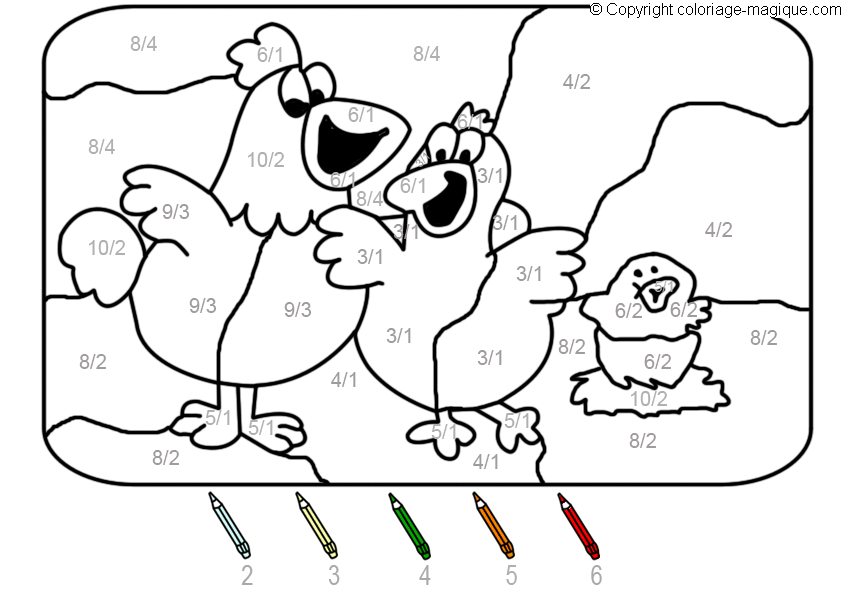 Coloriage educatif - Coloriages magiques divisions/Colorie la famille ...