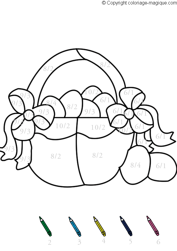 Coloriage educatif - Coloriages magiques divisions/Colorie le panier ...