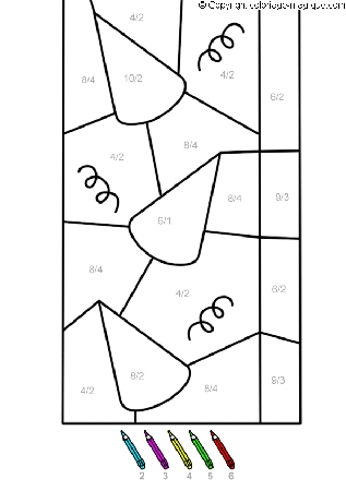 Coloriage educatif - Coloriages magiques divisions/Colorie le gateau d ...