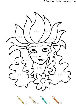 Coloriage educatif - Coloriages magiques divisions/Colorie cette dame ...