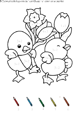 Coloriage educatif - Coloriages magiques de Pâques maths