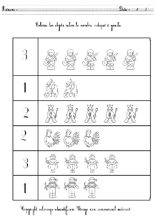 Coloriage educatif - Colorie les objets (chiffres 1-10)/Apprendre à ...
