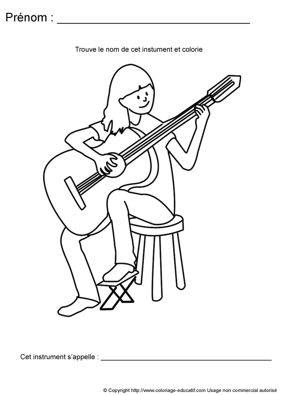 Coloriage educatif - Reconnaitre et colorier les instruments/Apprendre ...