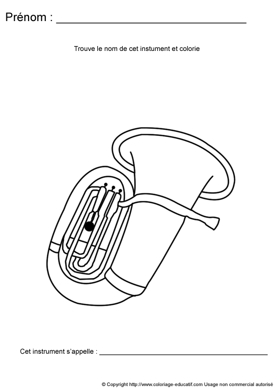 Coloriage educatif - Reconnaitre et colorier les instruments/Apprendre ...