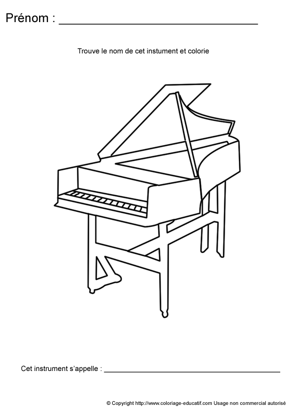 Coloriage educatif - Reconnaitre et colorier les instruments/Apprendre ...
