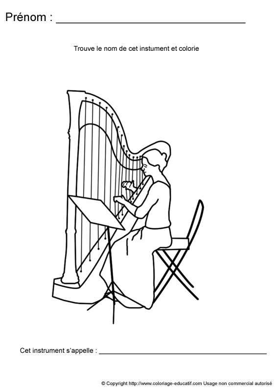 Coloriage educatif - Reconnaitre et colorier les instruments/Apprendre ...