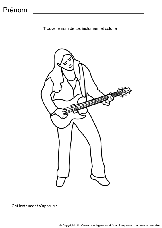 Coloriage educatif - Reconnaitre et colorier les instruments/Apprendre ...