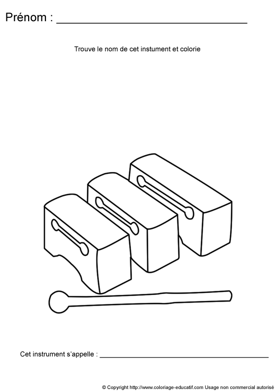 Coloriage educatif - Reconnaitre et colorier les instruments/Apprendre ...