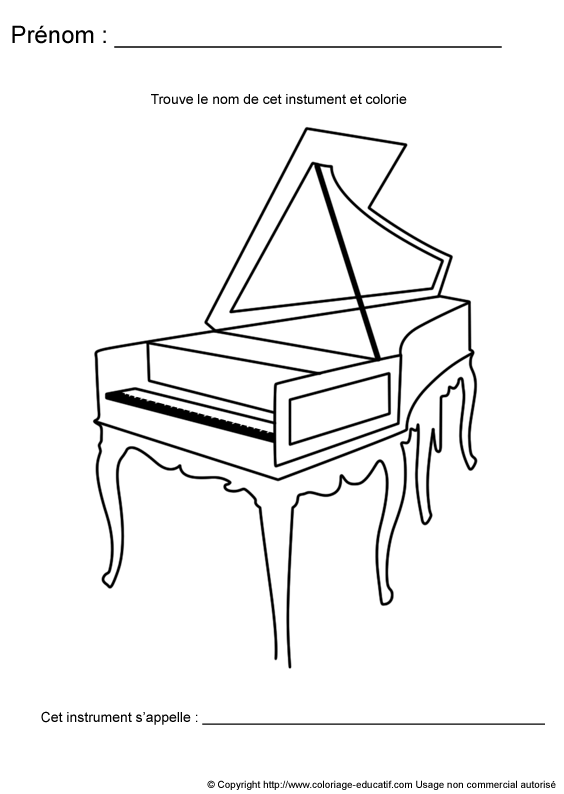 Coloriage educatif - Reconnaitre et colorier les instruments/Apprendre ...