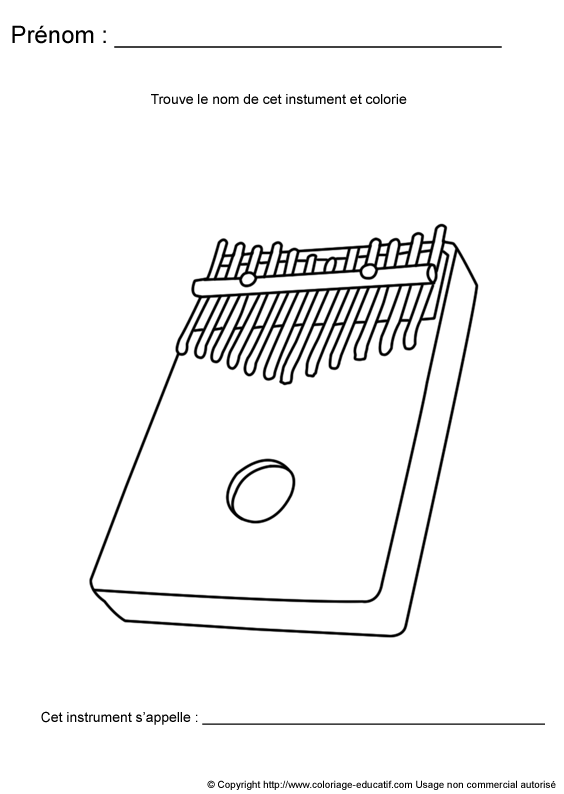 Coloriage educatif - Reconnaitre et colorier les instruments/Apprendre ...