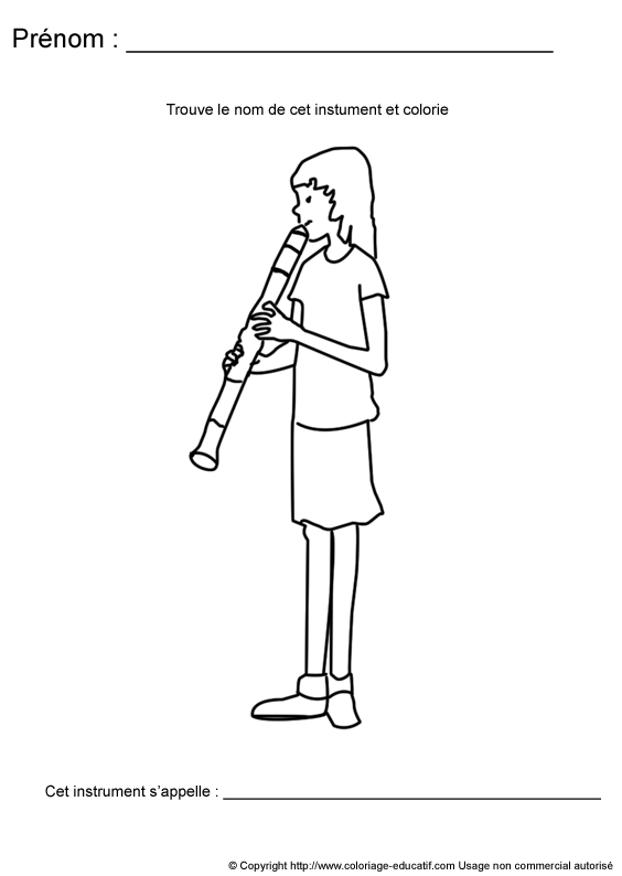 Coloriage educatif - Reconnaitre et colorier les instruments/Apprendre ...