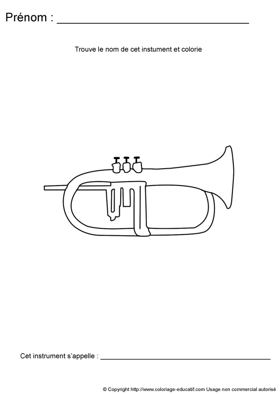 Coloriage educatif - Reconnaitre et colorier les instruments/Apprendre ...