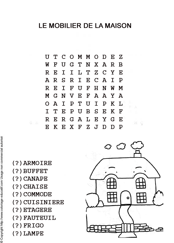 Coloriage educatif - Mots mélés niveau 2/Coloriage et mots meles sur le ...