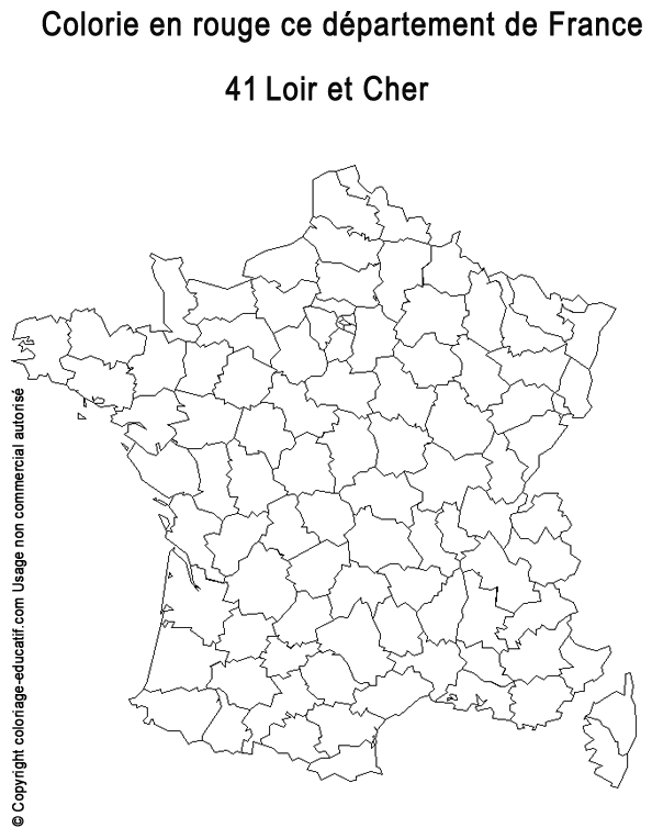 Coloriage educatif - Départements Français/Le Loir et Cher